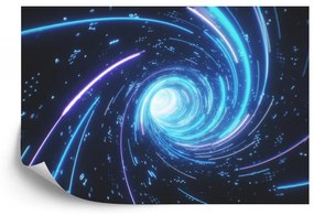Fototapeta Flying Inside Digital Data Tunnel. Futuristic Abstract Background With Neon Rays. Concept For Big Data, Blockchain, Cryptocurreny, Internet, Hyperspace And Space Travel. 4K 3D Render Hladký vinyl 300x210