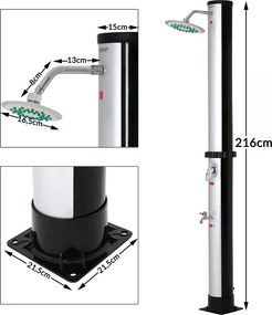 Solární sprcha KARIBIK, 35 l, stříbrná/černá Jurhan