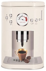 Béžová plechová dóza na kávu Coffee machine – 20x13x9 / 18x11x7 cm