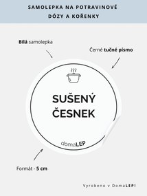 Samolepka na kořenky SUŠENÝ ČESNEK bílá 5 cm tučné písmo