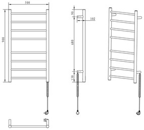Sapho , REDONDO elektrický sušák ručníků, kulatý, 500x900 mm, 75 W, černý mat, ER220BV