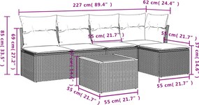 6dílná zahradní sedací souprava s poduškami béžová polyratan 3223602