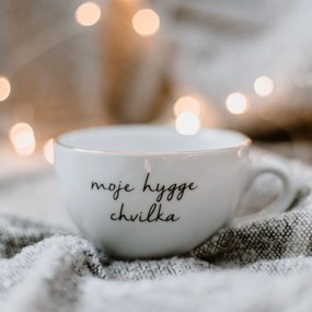 Bella Rose Porcelánový hrnek Moje hygge chvilka 300 ml, bílá barva, zlatá barva, porcelán