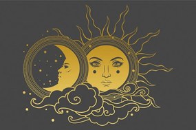 Tapeta harmonie slunce a měsíce - 225x150 cm
