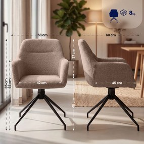 Sada 2 jídelních židlí Merlinda látka Teddy – hnědá