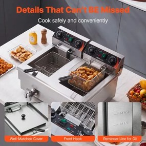 Komerční elektrická fritéza Stolní fritéza s dvěma nádržemi 6000 W
