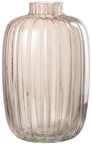 Růžová skleněná váza s úzkým hrdlem Junna M - Ø 16*25 cm