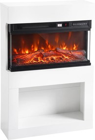 HOMCOM elektrický nástěnný krb s 3D efektem plamene a římsou, 64 cm, bílý