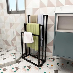 Tutumi Tutumi, 3-ramenný kovový stojan na ručníky 600x260x1000 mm 391840, černá matná, HOM-01003