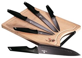 BERLINGERHAUS Sada nožů + prkénko 6 ks Black Silver Collection BH-2709