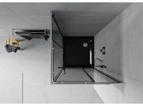 Mexen Rio čtvercový sprchový kout 70 x 70 cm, Grafitově černá, Chromovaná + sprchová vanička Flat, Černá - 860-070-070-01-40-407
