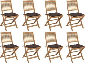 vidaXL Skládací zahradní židle s poduškami 8 ks masivní akácie [3075129] Barva: taupe