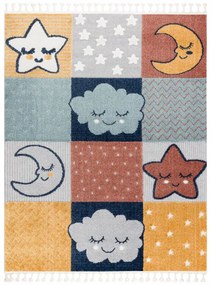 Dětský koberec YOYO GD52 šedý / žlutý, hvězdičky / mraky