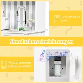 Costway Dětská kuchyňka s tabulí a simulovanými zvuky – 83 × 32 × 80 cm, bílý