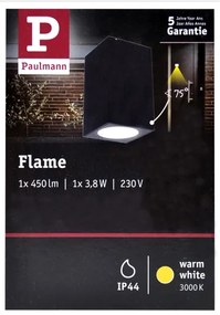 Paulmann 94327 - LED/3,8W IP44 Venkovní nástěnné svítidlo FLAME 230V antracit