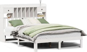 Postel s knihovnou bez matrace bílá 140x190 cm masivní borovice 3322594
