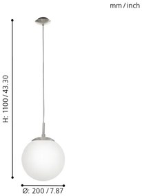 EGLO 85261 - Lustr na lanku RONDO 1xE27/60W/230V pr. 20 cm