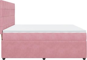 Box spring postel s matrací růžová 200x200 cm samet 3292435