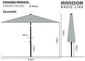 Madison Zahradní slunečník Tenerife 300 cm kulatý šedý