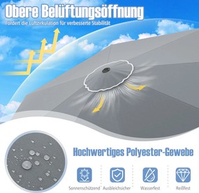 Costway Slunečník 300 cm s klikou a volánovým zahradním deštníkem lze ohnout o