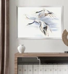 Exkluzivní obraz jeřábů do obývacího pokoje ve stylu Hampton - Jeřábi, Vodní série | Anna Borkowska