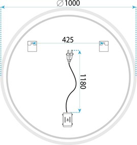 Rea Zrcadlo ⌀100 cm s vyhříváním a regulovatelným LED osvětlením