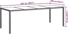 Zahradní stůl béžový 250 x 100 x 75 cm tvrzené sklo a polyratan 316728