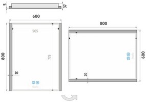 Nimco LED zrcadlo 600x800 se dvěma dotykovými senzory - ZP 11002VX