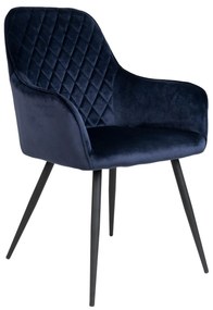 Nordic Experience Sametová jídelní židle Harko tmavě modrá/černá
