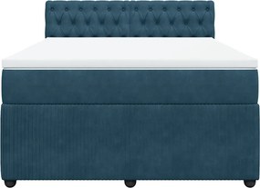 Box spring postel s matrací modrá 160 x 200 cm samet 3290092
