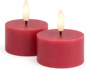 Sada LED čajové svíčky na baterie Sille Tealight, Ø 6 × 3,4 cm, tmavá švestka, z pravého vosku, balení 2 ks
