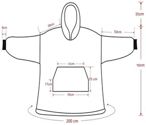XPOSE® Mikinová deka (prodloužená) TLAPIČKY - šedá