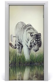 Samolepící fototapeta na dveře Bílý tygr 85x205 cm