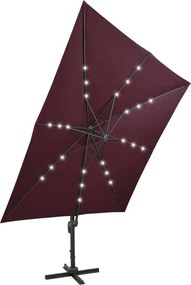 vidaXL Konzolový slunečník s tyčí a LED světly 300 cm [312350] Barva: Vínová
