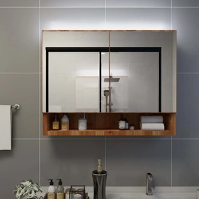 323606 vidaXL LED koupelnová zrcadlová skříňka dub 80 x 15 x 60 cm MDF