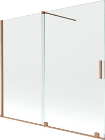 Mexen Velar, 2-křídlová posuvná vanová zástěna 180 x 150 cm, 8mm čiré sklo, měděná matná, 896-180-000-01-65