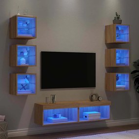 8dílná obývací stěna s LED dub sonoma kompozitní dřevo 3216635