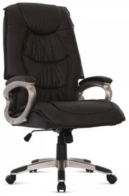 Kancelářská židle tmavě hnedá kůže, područka champagne, KA-Y293 BR