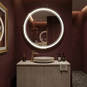 Tutumi Zrcadlo ⌀80 cm s vyhříváním a regulovatelným LED osvětlením HOM-00205