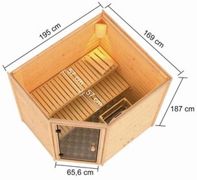 Interiérová finská sauna s kamny 9 kW Dekorhome