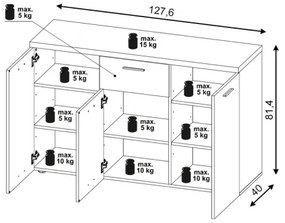 Komoda BRUNO dub sonoma/bílá