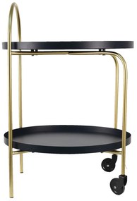 Zlato-černý odkládací pojízdný stolek Leyla - 48*38*67 cm
