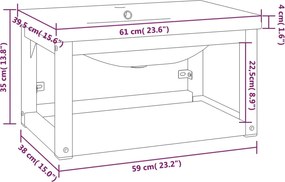 Koupelnový rám s vestavěným umyvadlem černý železo 3101383