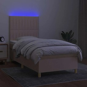 Box spring postel s matrací a LED krémová 100x200 cm textil 3135578