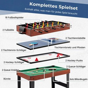 Costway 4 v 1 Multiherní stůl se stolním fotbalem a kulečníkem a vzdušným