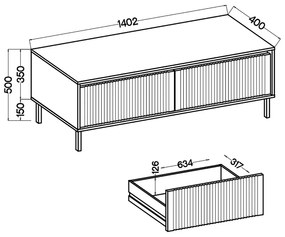 OSAKA e | TV stolek RTV 2S | 140,2 cm | dub evoke