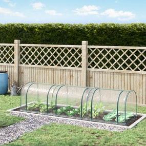 Outsunny Malý Skleník 350x100x80 cm Zahradní Skleník s 3 Rolovacími Okny Ocelová Rám pro Plodiny, Rostliny, Květiny Průhledný | Aosom
