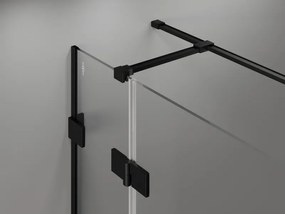 Mexen Lunar T, sklápěcí sprchový kout levý 130 x 80 cm, 8mm čiré sklo, černý profil, 834T-130-080-70-00-L