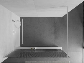 Mexen Kioto+, sprchová zástěna Walk-In s poličkou a věšákem 70 x 200 cm, 8mm sklo s žebrovým vzorem, bílý profil, 800-070-121-20-09