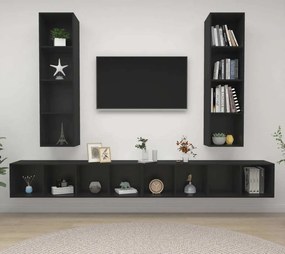vidaXL Nástěnné TV skříňky 4 ks kompozitní dřevo [3079890] Barva: černá s vysokým leskem